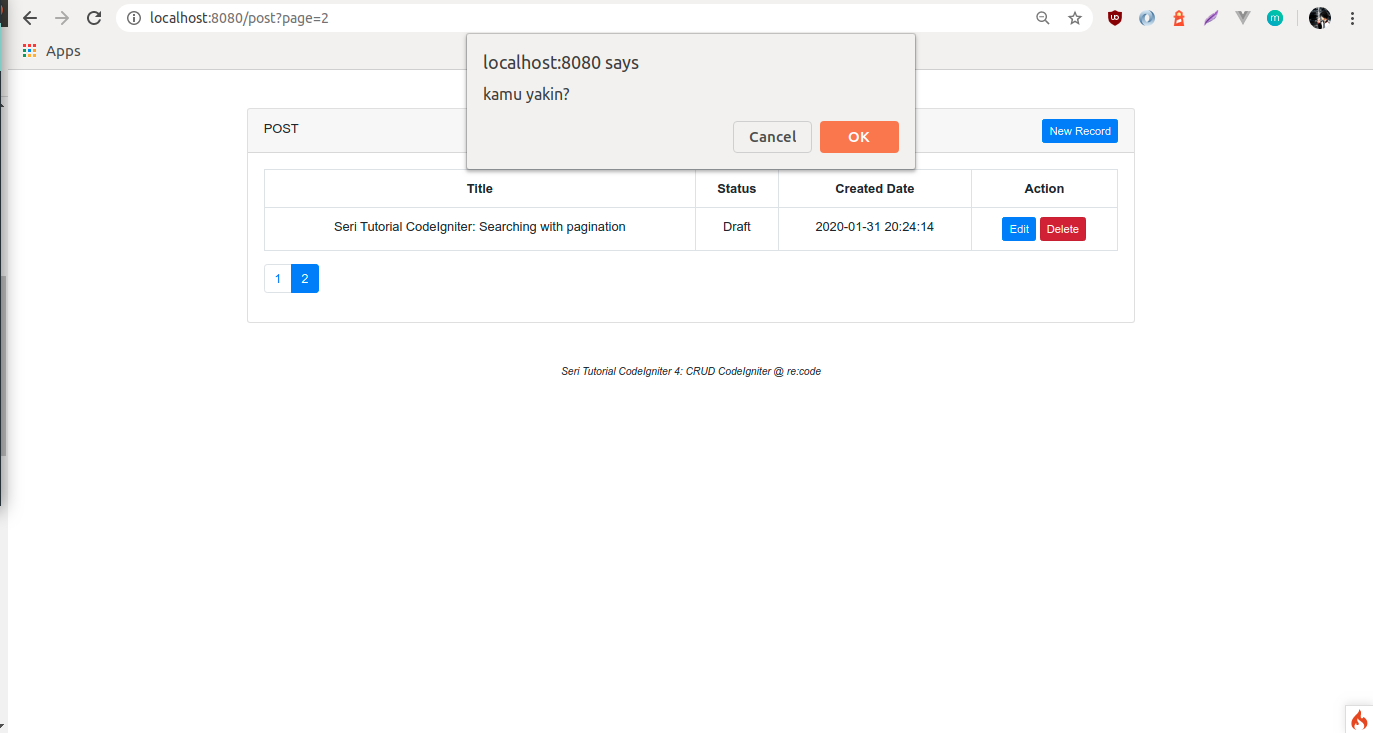 Seri Tutorial CodeIgniter 4: CRUD CodeIgniter 4 | qadrLabs