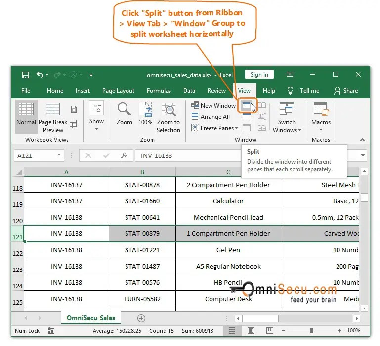 How To Split Worksheet In Excel Excel Examples Otosection How To Split Worksheet In Excel Excel Examples Otosection